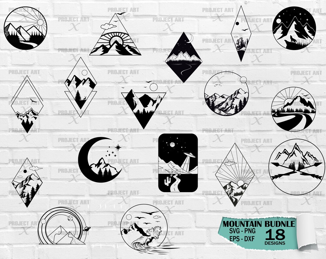 Mountain Svg Bundle, Geometric Mountain Svg, Camping Outdoors Adventure ...