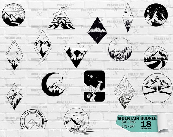 Mountain Svg Bundle Geometric Mountain Svg Camping Outdoors - Etsy