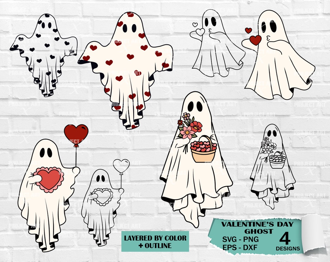 Be My Boo Svg, Valentine's Day Ghost SVG, Ghosts With Hearts, Retro ...