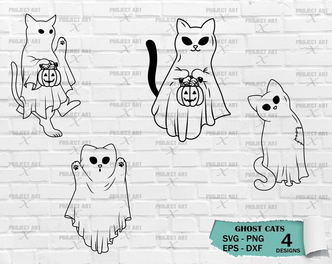 Ghost Cat SVG, Cat SVG, Ghost SVG, Ghost Silhouette, Ghost Cat Vector ...