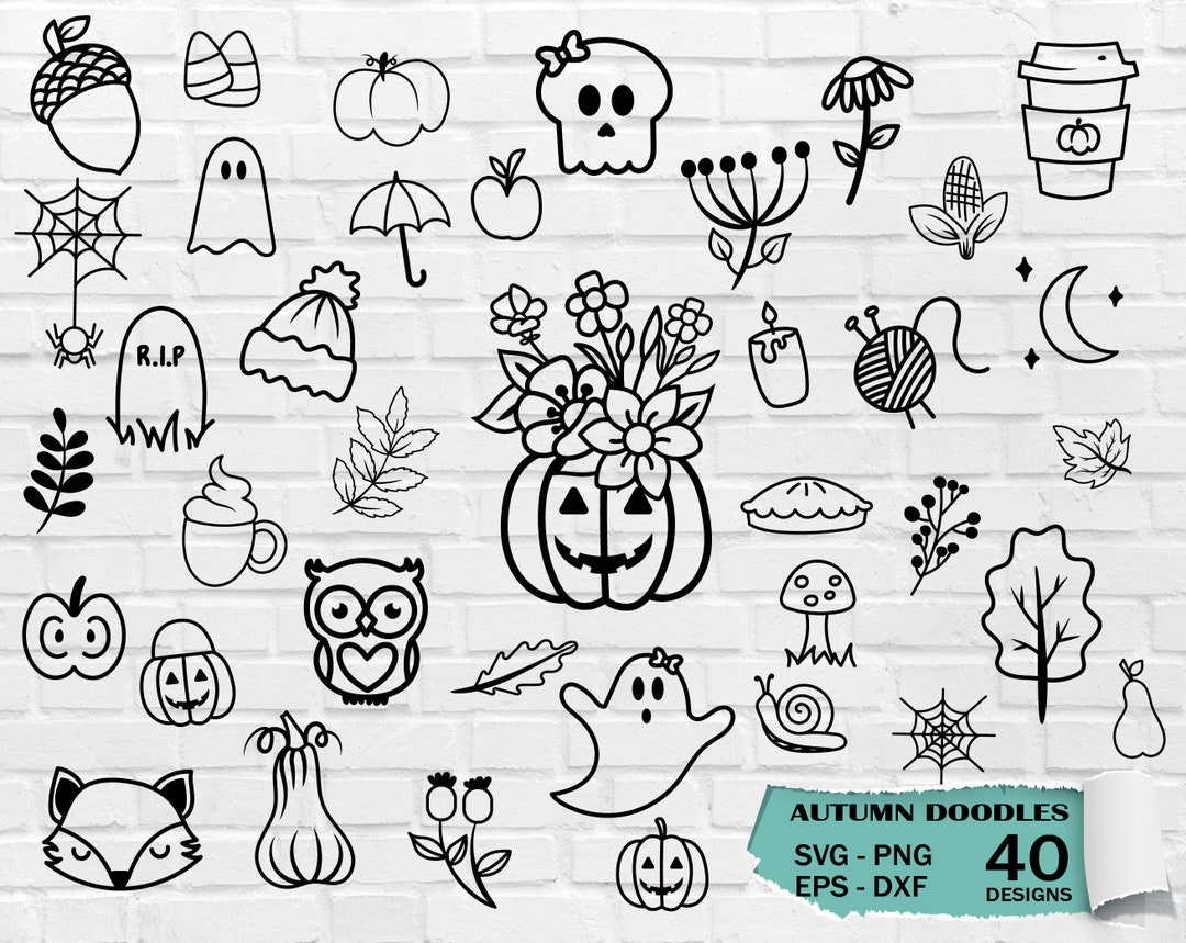 Autumn Doodle Cliparts, Autumn Stickers, Fall Planner, Fall Stickers ...