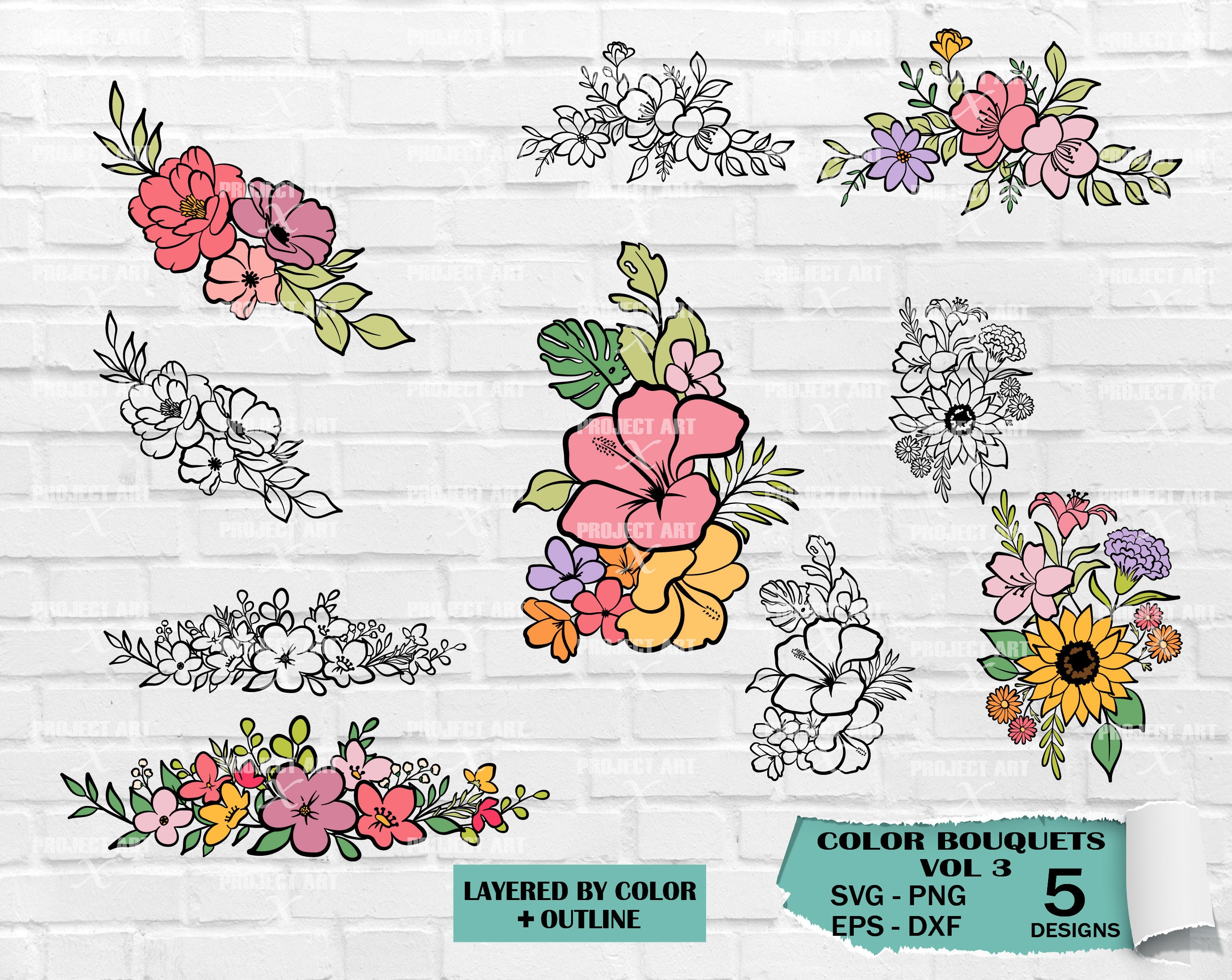 Flower Svg Bundle Floral Arrangement Svg Floral Svg - Etsy UK
