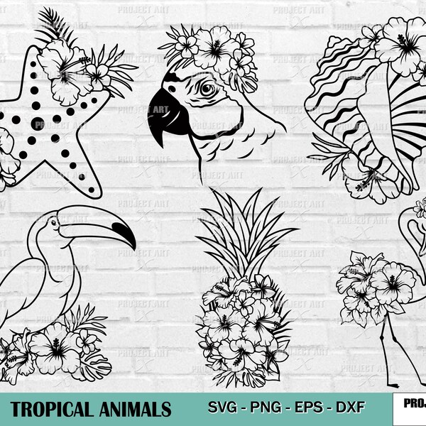 Animals and Flowers Svg - Etsy