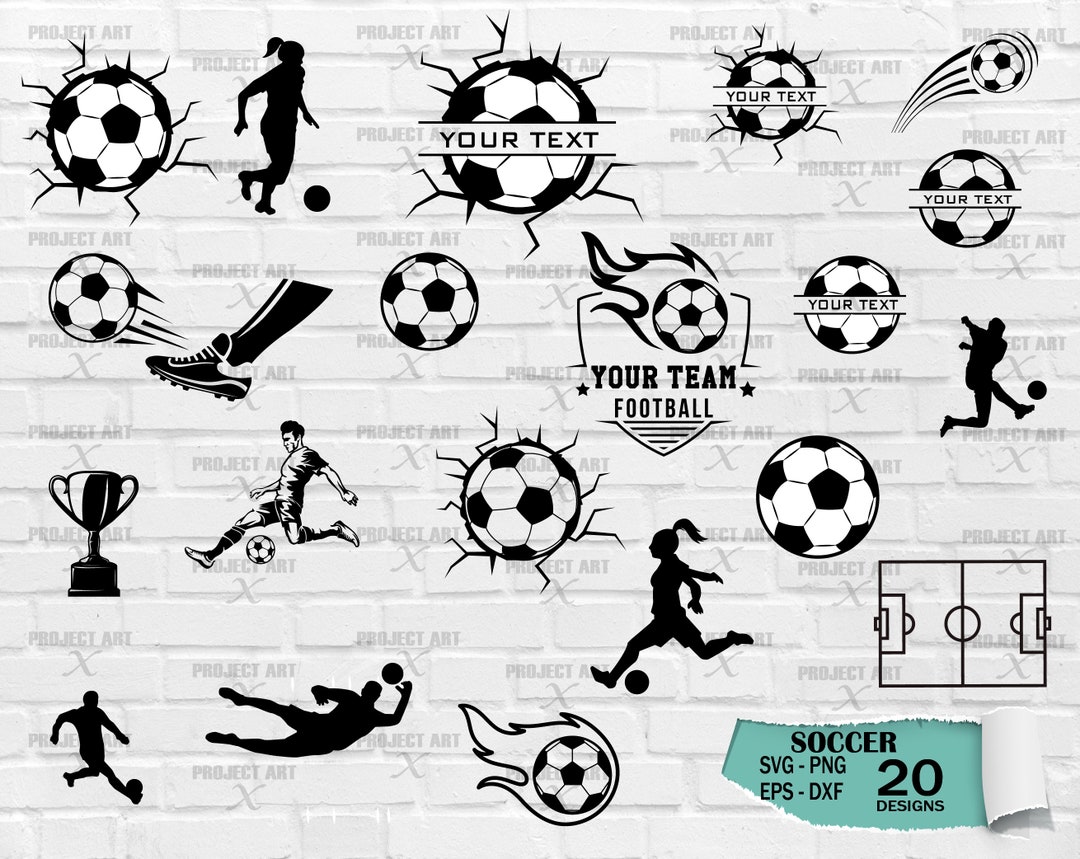 Fußball SVG, Fußball Silhouette, SVG-Schnittdateien, Fußball Bundle SVG ...