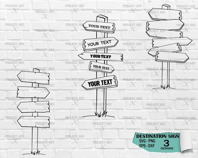 SIGNPOST SVG Wooden Arrow CRICUT Road Sign Cut Files Road Trip ...