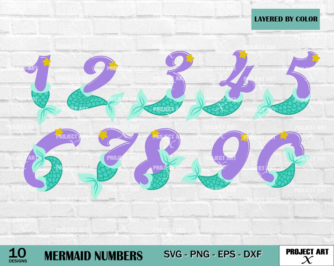Mermaid Tail Numbers SVG, Mermaid Numbers Svg, Birthday Mermaid SVG ...
