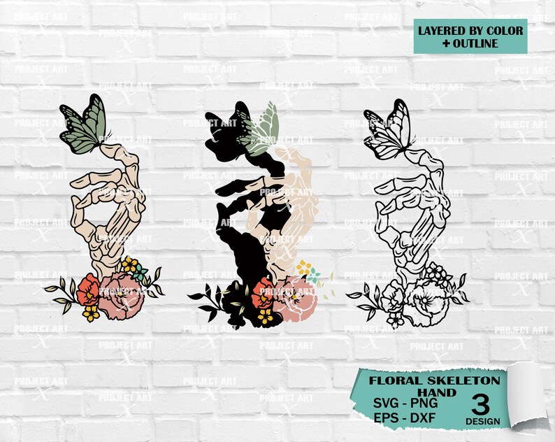 Floral Skeleton Hand Svg Skeleton Hand Svg Hand With - Etsy