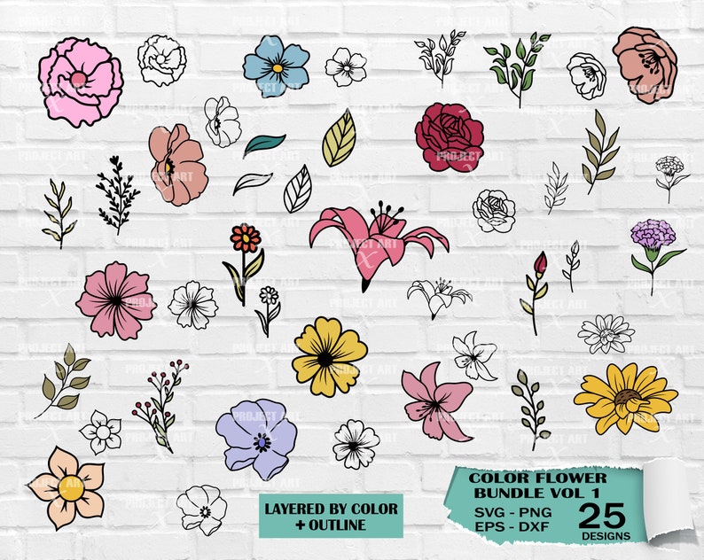 Flower Svg Flower Bundle Svg Wildflower Svg Flowers and - Etsy