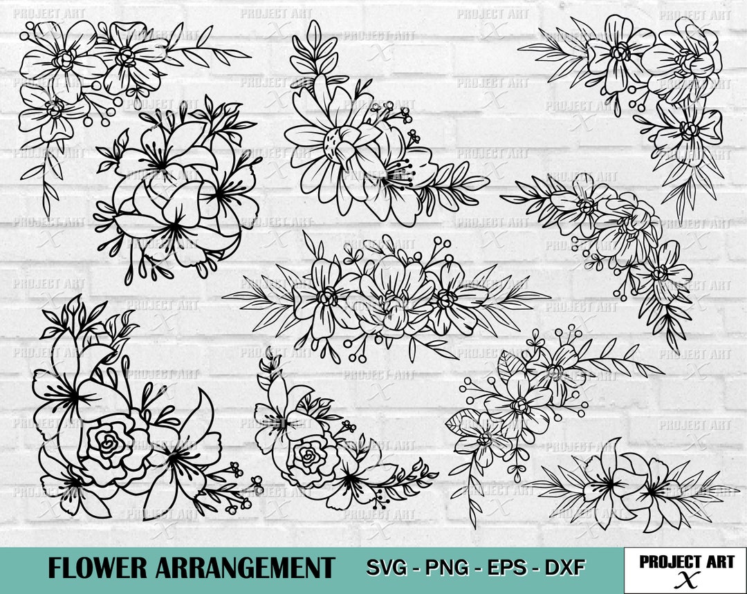 Flower Svg Bundle, Floral Arrangement Svg, Floral Svg, Wildflower Svg ...