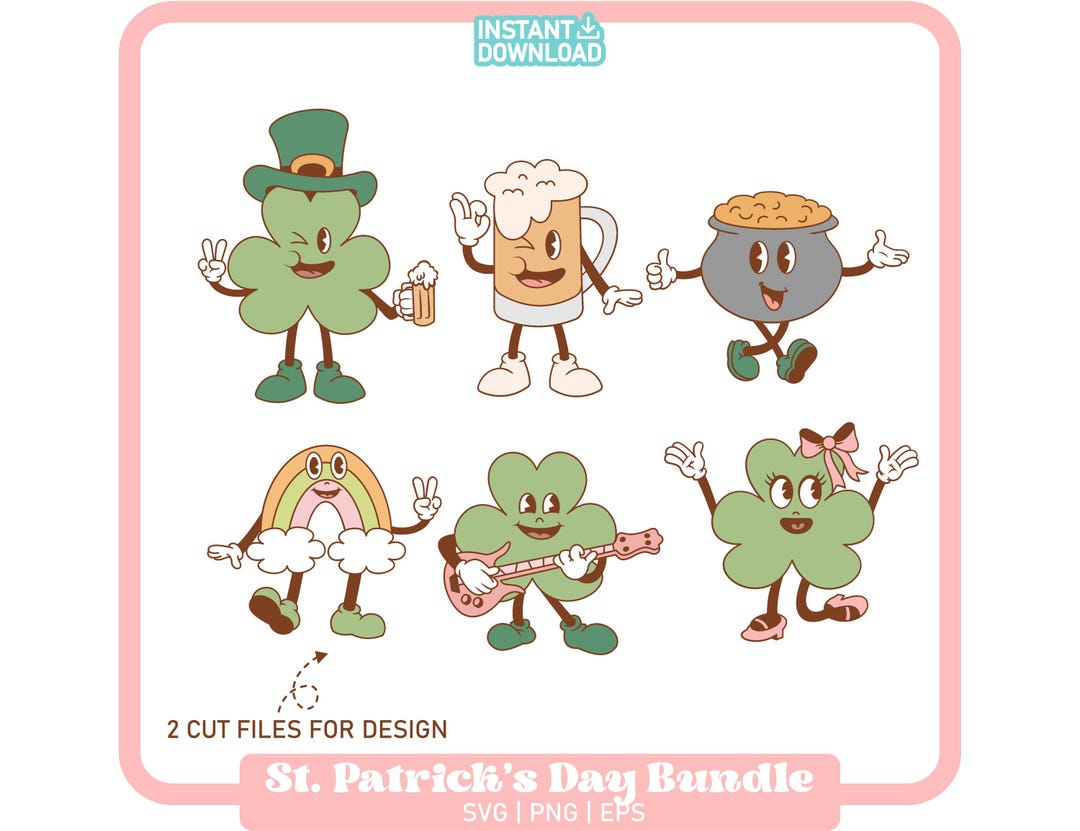 Retro Shamrock Character Svg, Groovy Retro St. Patrick's Day ...