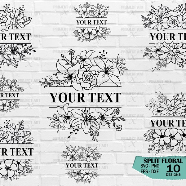 Floral Border Split Svg - Etsy