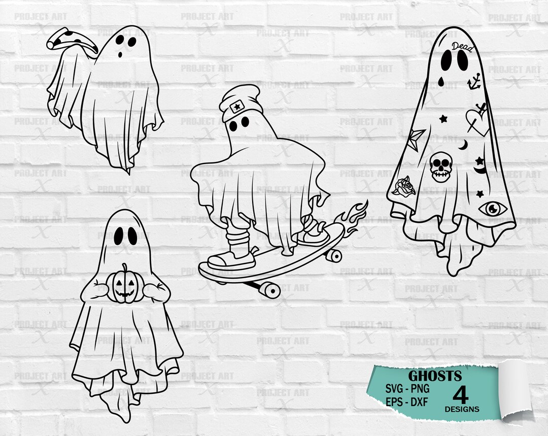 Ghosts SVG, Halloween SVG, Ghosts Clipart, Ghost Skateboard Svg, Ghosts ...