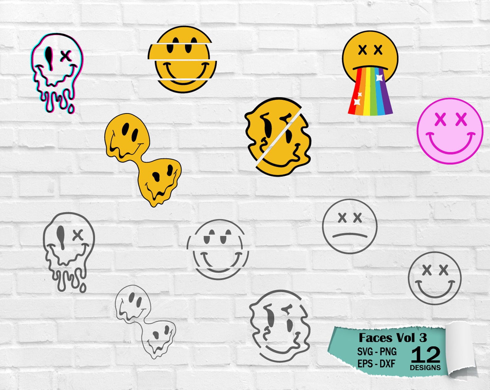 Happy Face Distorted Smiley Crazy Smiling Groovy Emoji - Etsy