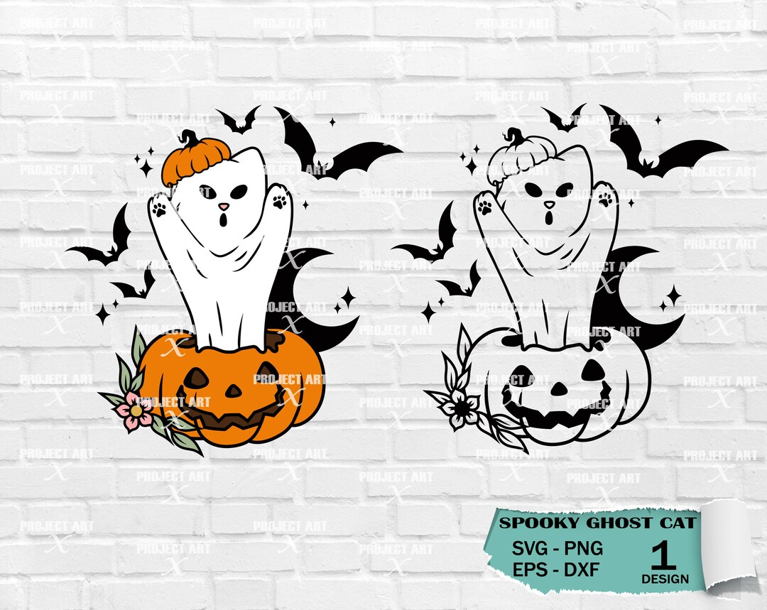 Gato fantasma SVG, Gato SVG, Fantasma SVG, Silueta fantasma, Vector de ...