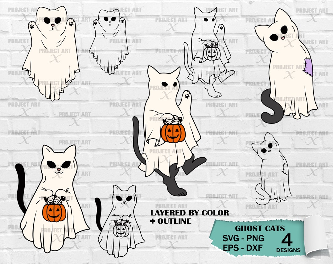 Сute Ghost Cat Svg, Halloween Svg, Cat Svg, Boo Svg, Ghosts Svg, Ghost ...