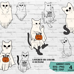Сute Ghost Cat Svg, Halloween Svg, Cat Svg, Boo Svg, Ghosts Svg, Ghost ...