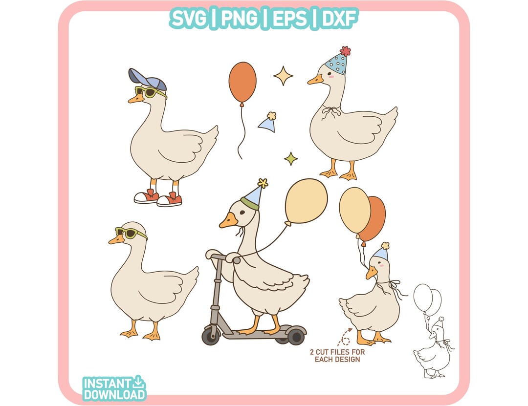 Silly Goose Clipart Set SVG PNG, Silly Goose Shirt Design, Hippie Goose ...