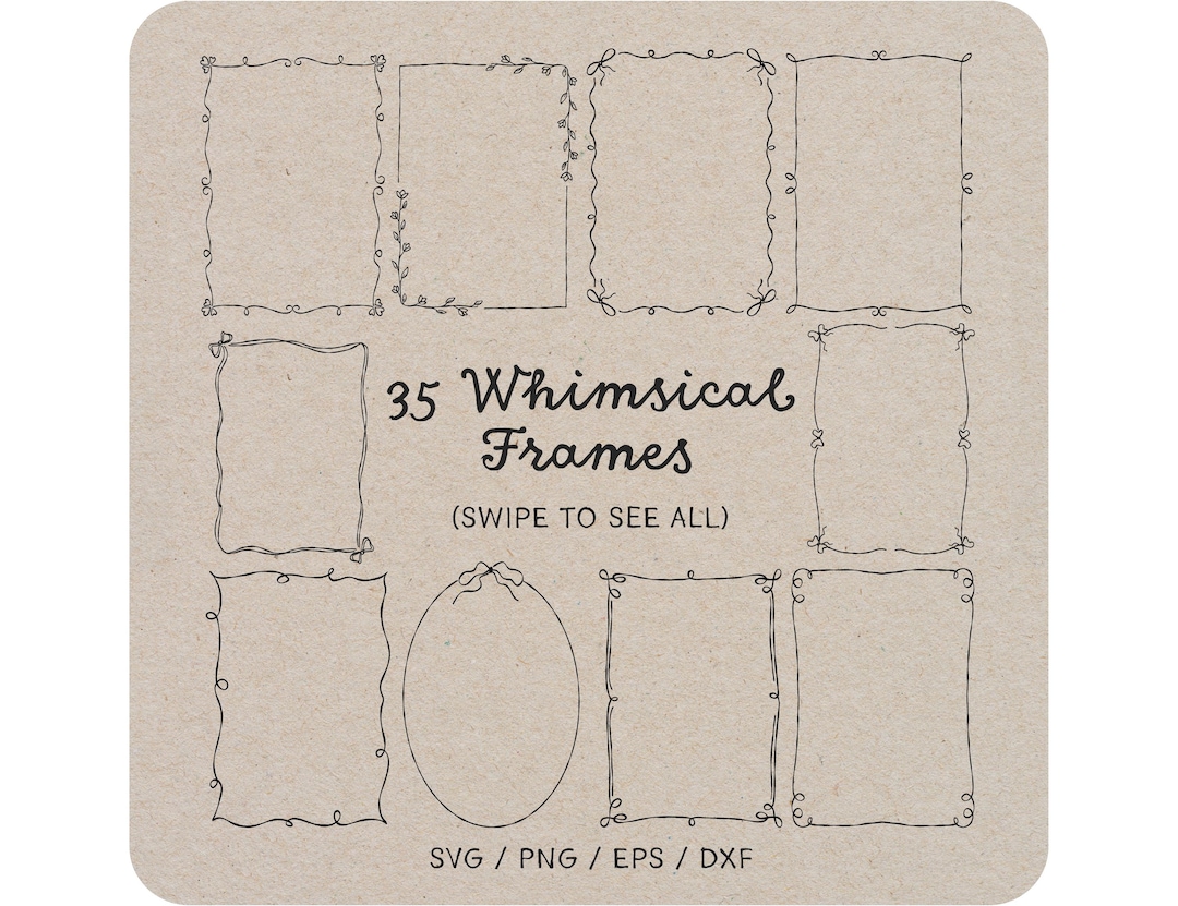 Whimsical Frames Svg and Png Bundle, Whimsical Clipart, Wedding ...