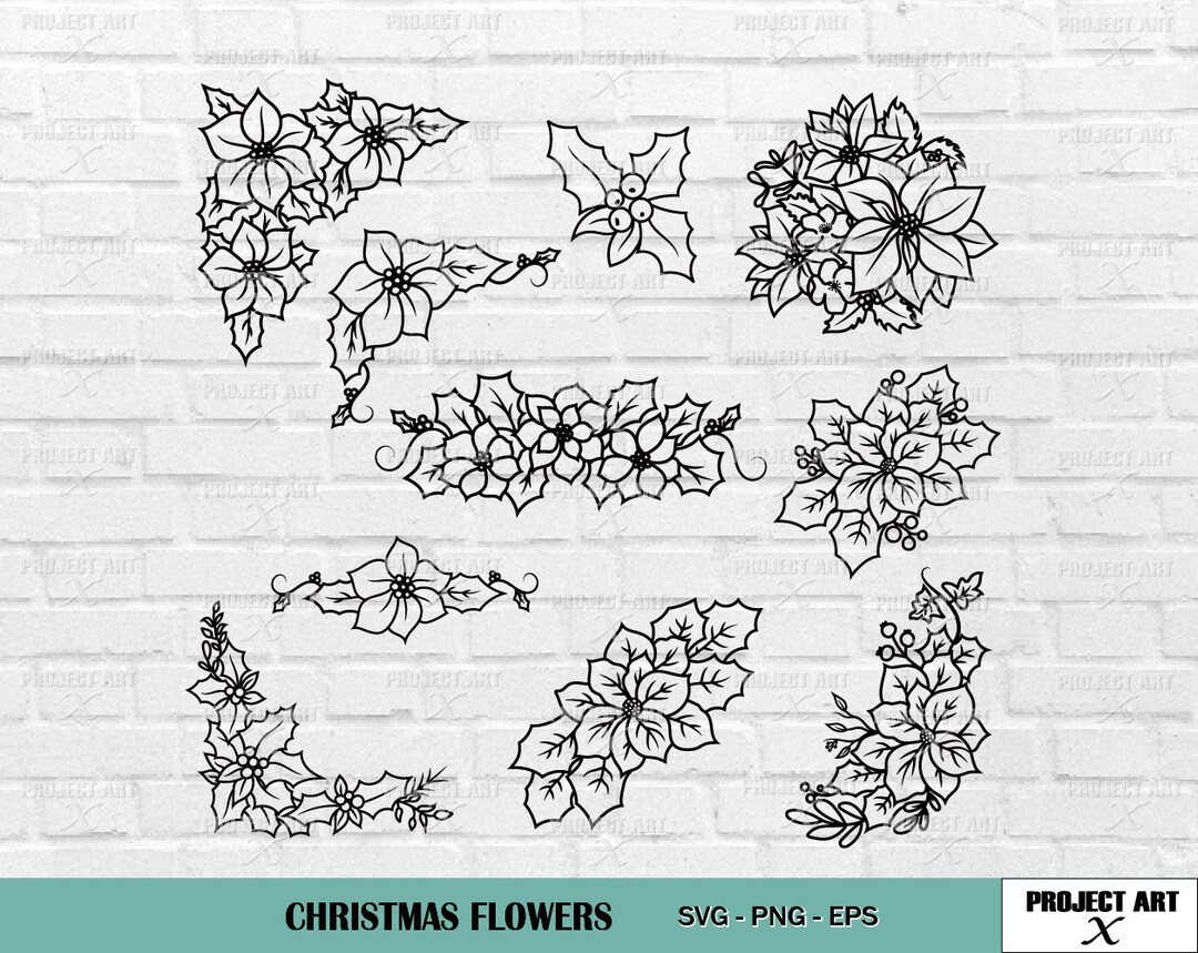 Christmas Flower Svg, Floral Arrangement Svg, Floral Svg,poinsettia Svg ...