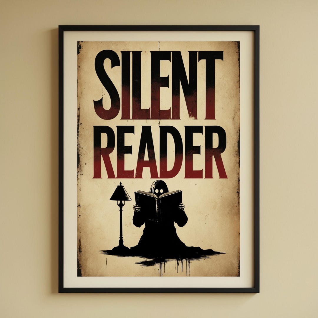 Retro Horror Ghost Poster: "silent Reader" Halloween Art (PDF & JPG) - Etsy