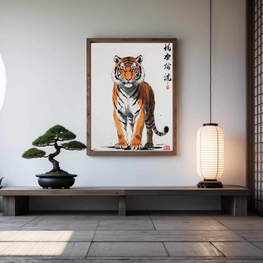 Tiger Sumi-e Wall Art ,digital Download ,japanese Ink Animal Print - Etsy