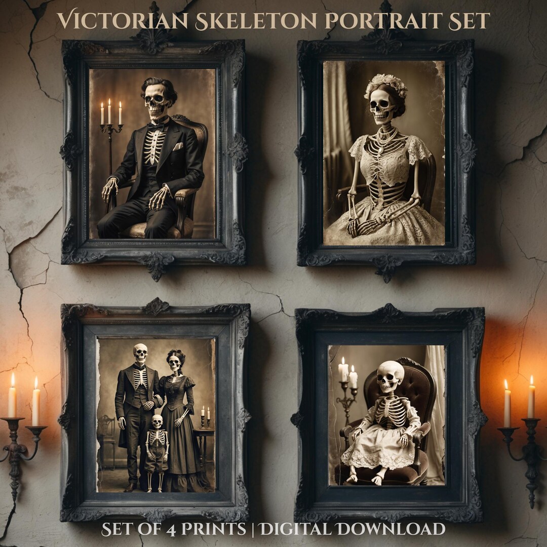 Victorian Skeleton Family Portrait Set: Gothic Sepia Prints (digital ...