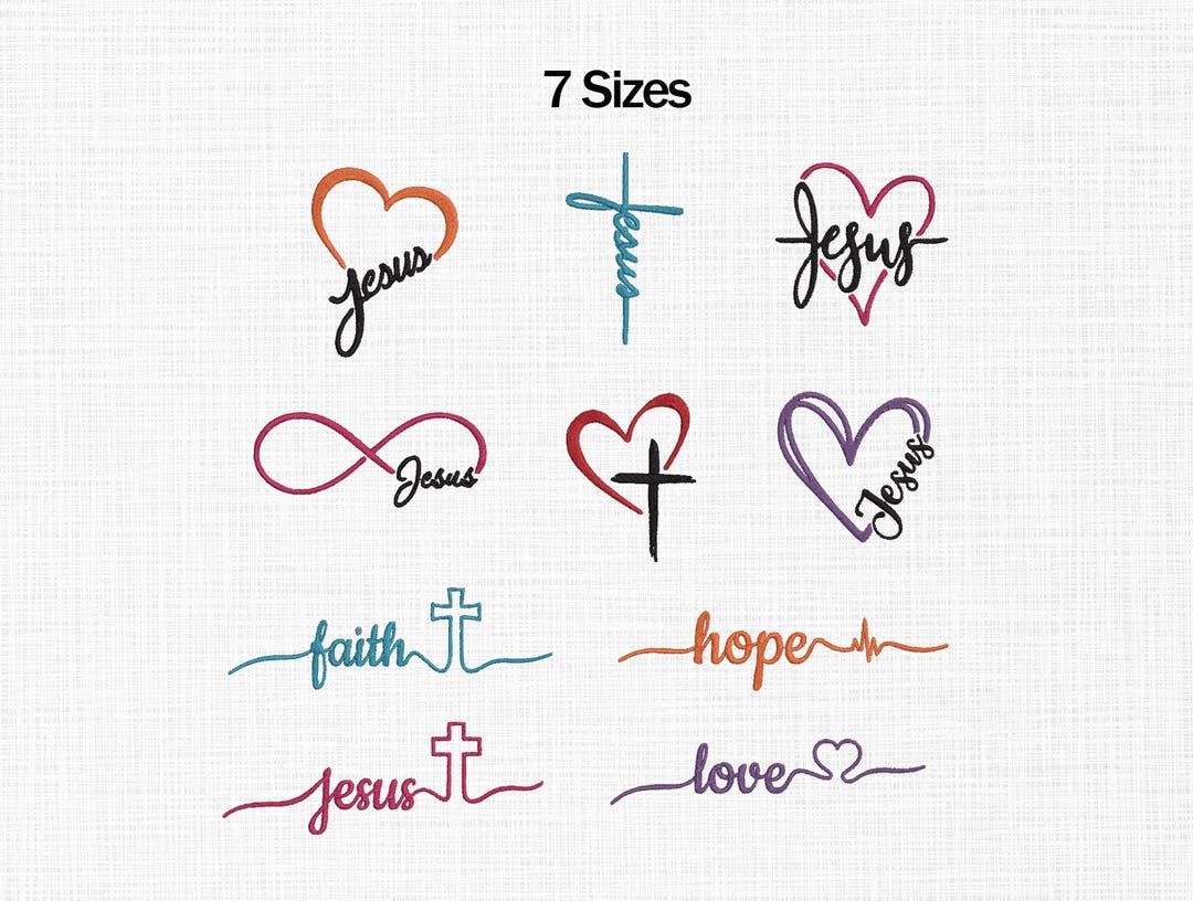 Christian Embroidery Design, Jesus Heart, Faith, Love, Jesus, Hope ...