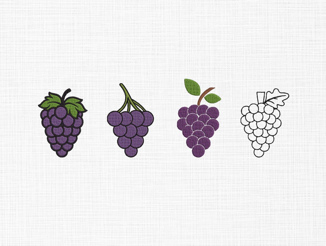 Grapes Embroidery Design, Grapes Bundle Embroidery Design, Grapes ...