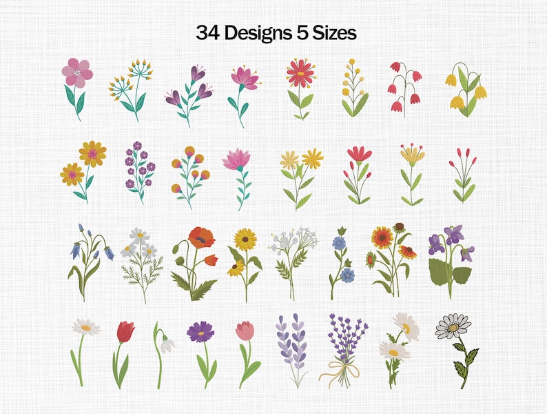 Flowers Embroidery Design, Floral Machine Embroidery Design Bundle ...