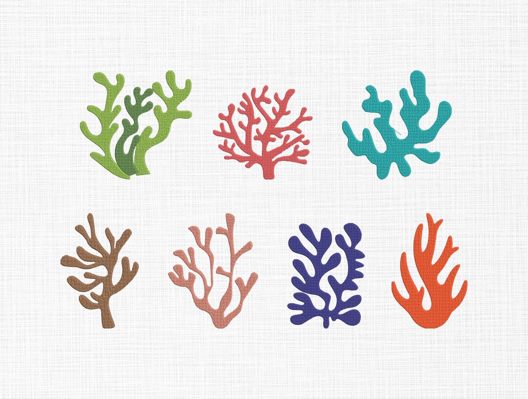 Coral Embroidery Design, Sea Plants Embroidery Design, Mini Corals Set ...