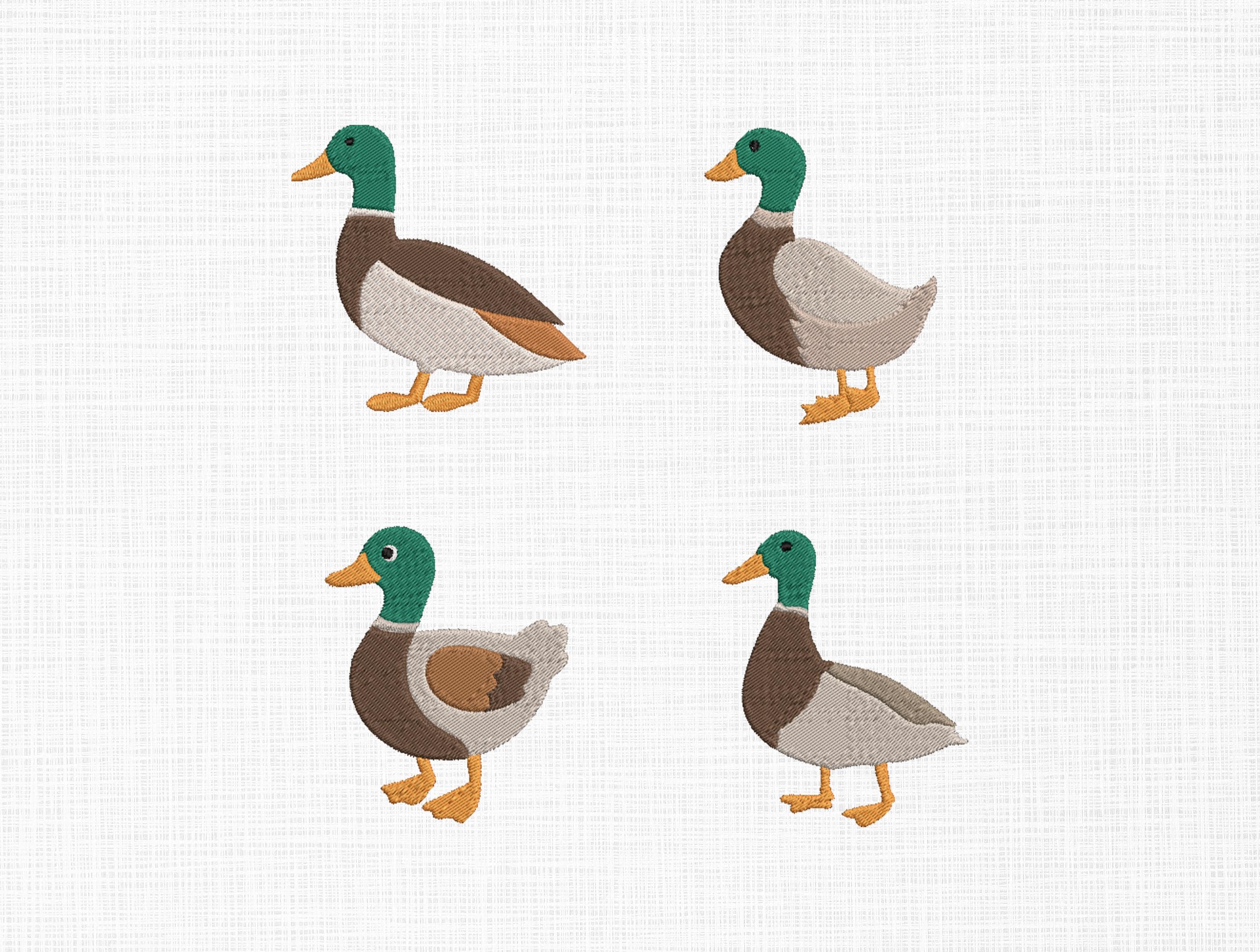 Mallard Duck Embroidery Design, Mini Ducks Embroidery Design, Flying ...