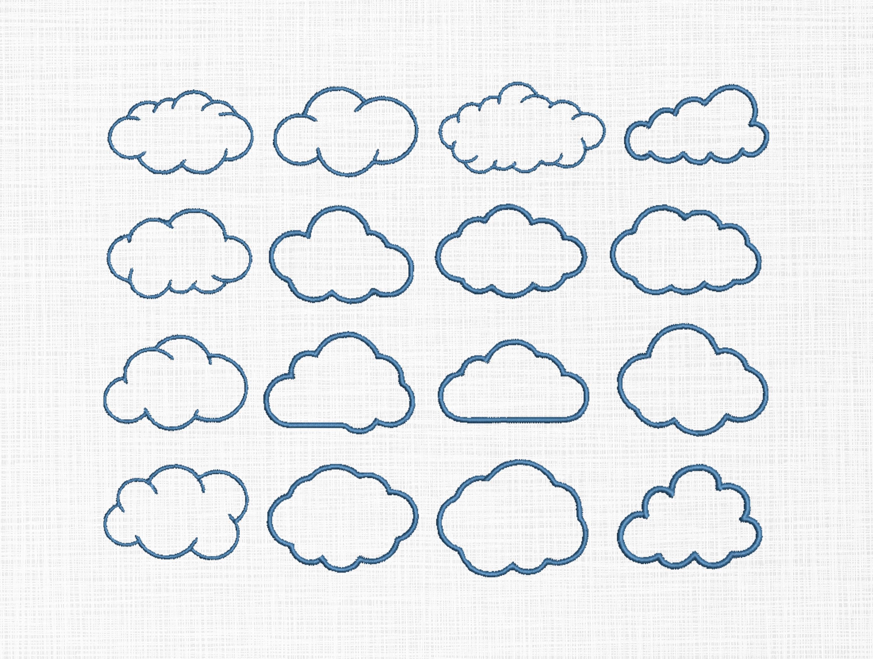 Mini Clouds Embroidery Design, Clouds Bundle Embroidery Design, Cloud ...