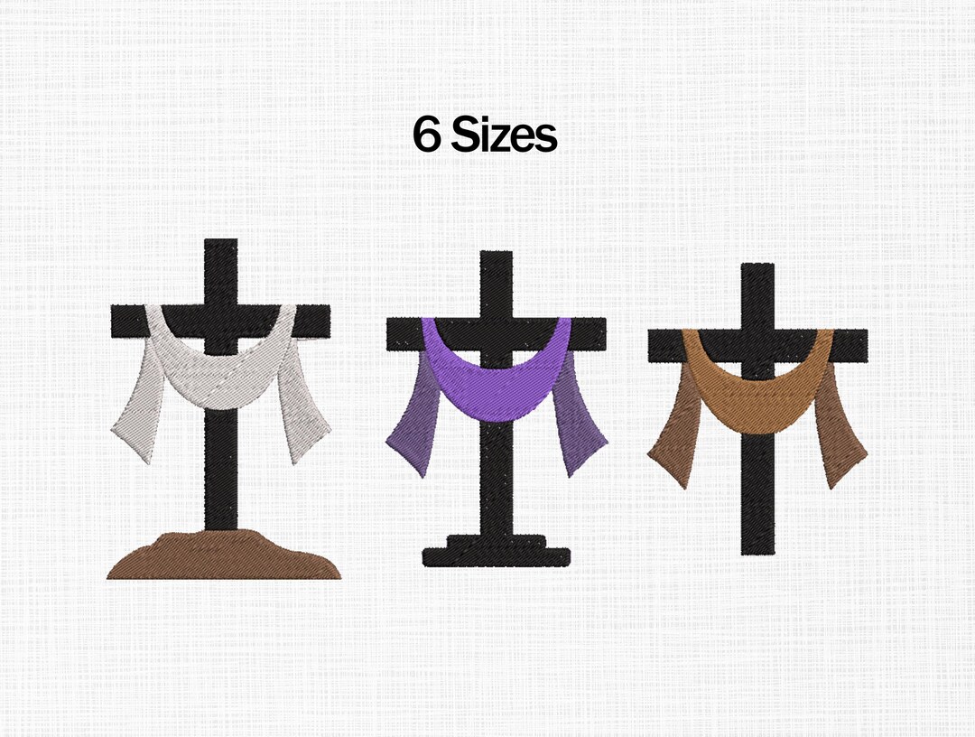 Christian Cross Embroidery Design, Cross With Scarf Embroidery Design ...