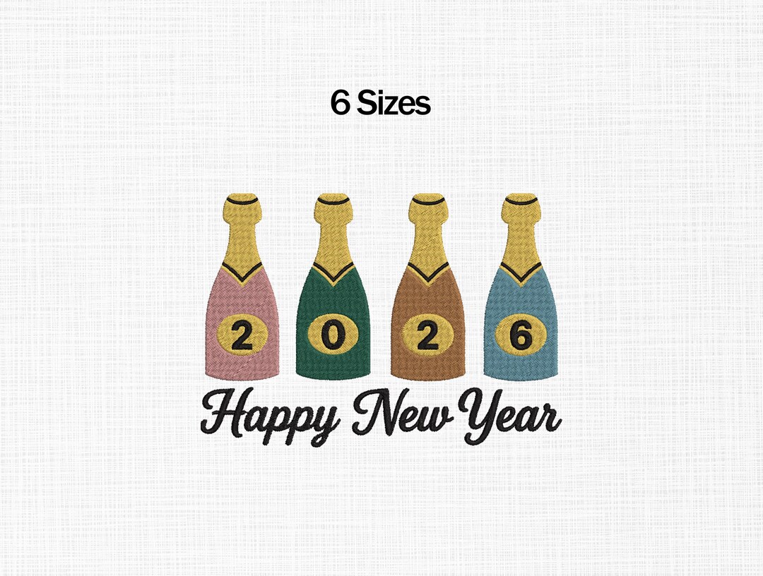2026 New Year Embroidery Design, Happy New Year Embroidery Design ...