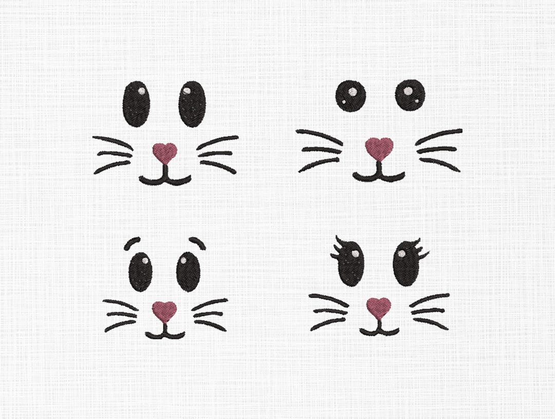 Bunny Face Embroidery Design, Cute Bunny Faces Embroidery Design ...