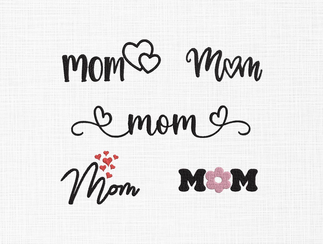 Mom Embroidery Design, Mom Text Bundle Embroidery Design, Mother's Day ...