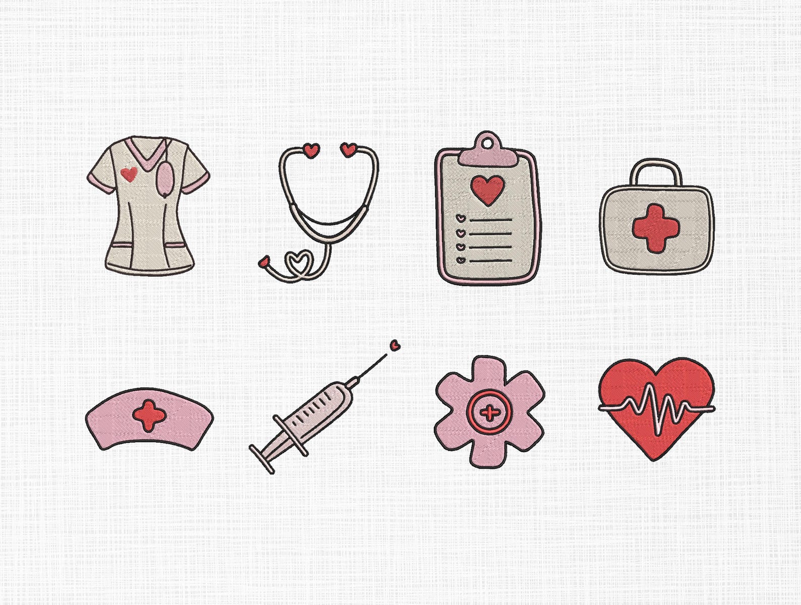 Mini Nurse Medical Embroidery Set, Medical Set Embroidery Design ...