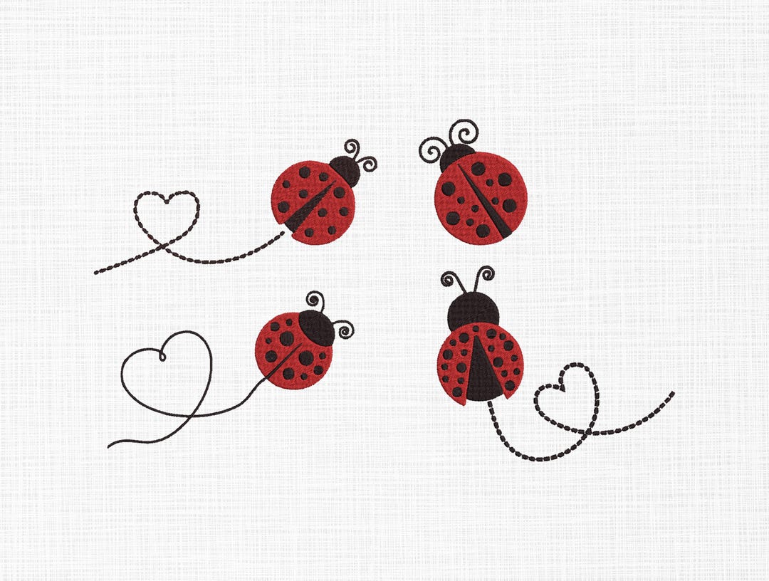 Ladybug Embroidery Design Cute Ladybugs Embroidery Design Dotted ...