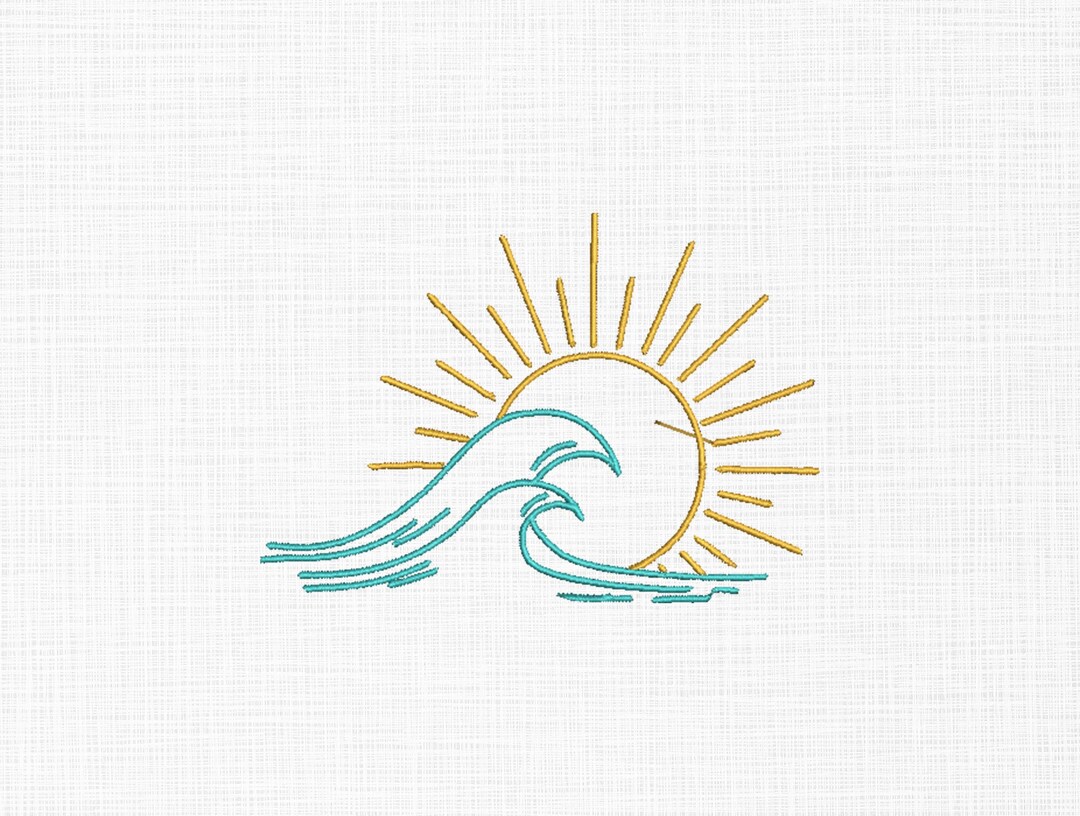 Ocean Wave Embroidery Design Sunset Embroidery Design Ocean Scene ...
