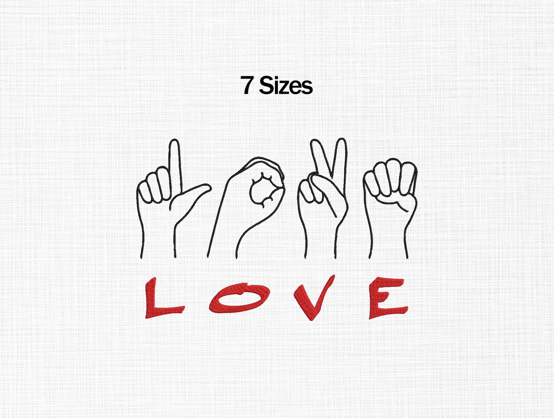 Love Hand Sign Embroidery Design, Love Embroidery, Love Sign Embroidery ...
