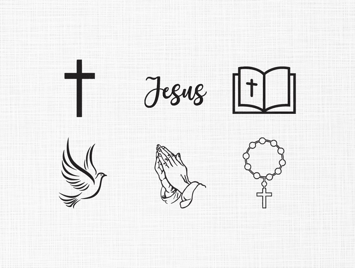 Christian Symbols Bundle Embroidery Design, Christian Embroidery, Pray ...