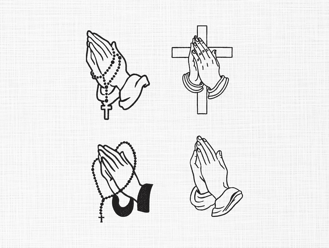 Praying Hands Embroidery Design, Prayer Embroidery Design, Christian ...