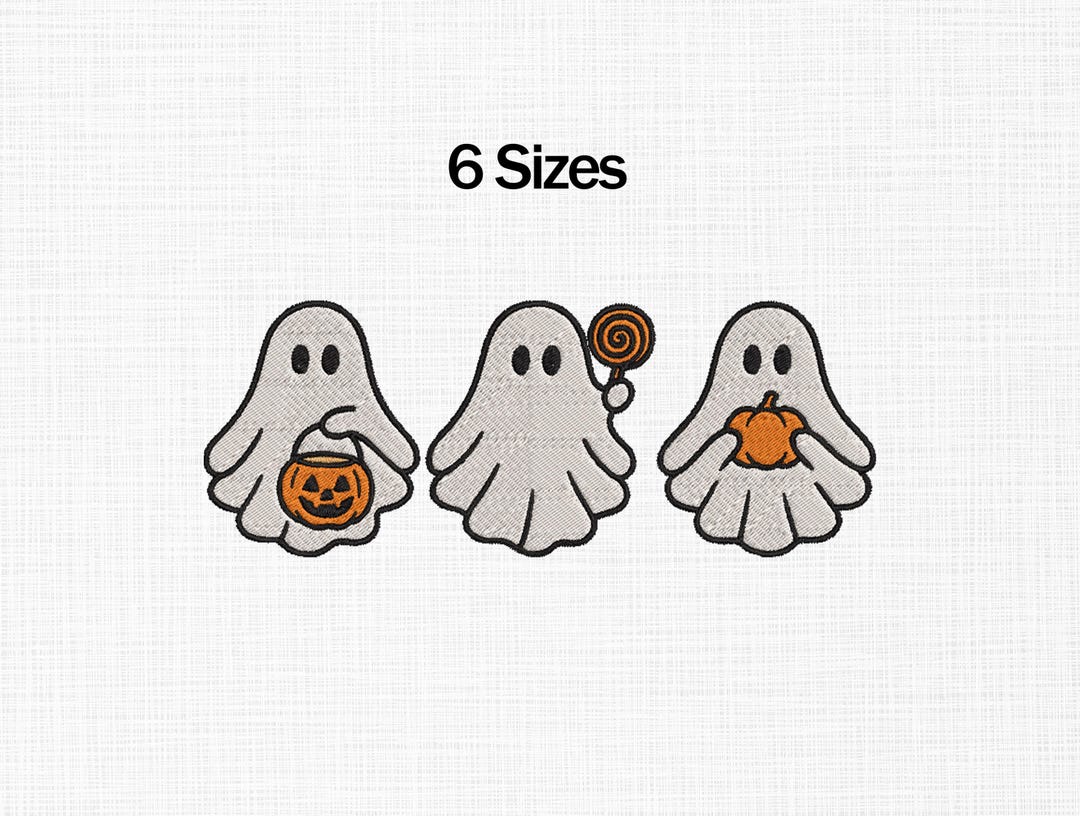 Ghost With Pumpkin Embroidery Design, Ghosts Embroidery Design ...
