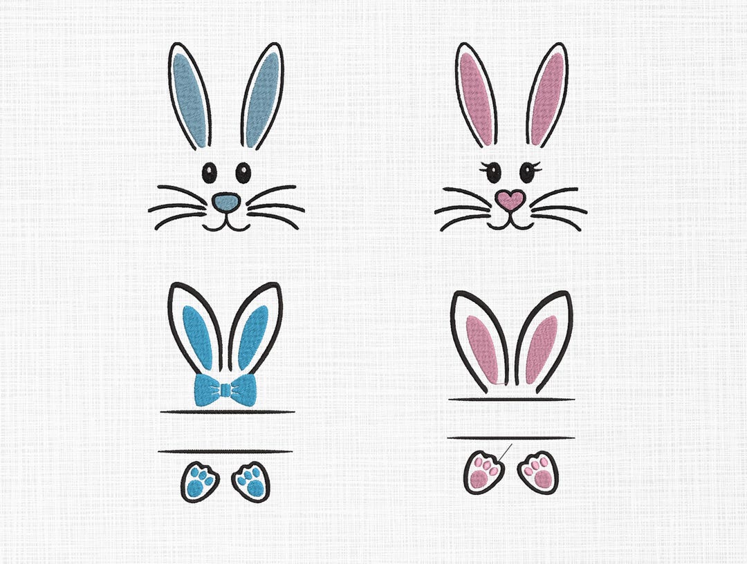 Bunny Face Embroidery Design, Bunny Monogram Embroidery Design, Easter ...