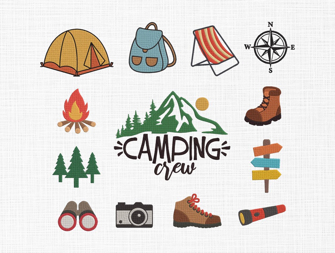 Camping Set Embroidery Design, Camping Crew Embroidery, Camping Tent ...