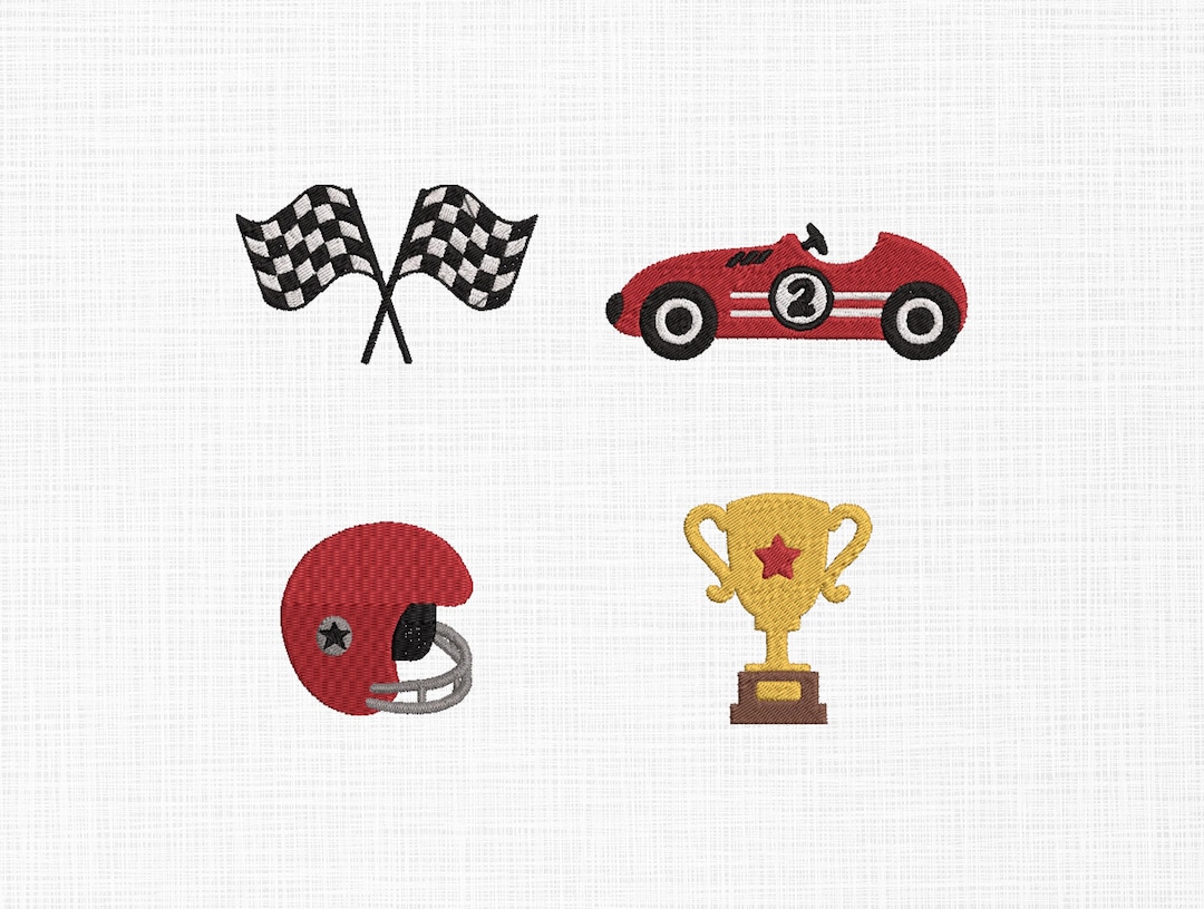 Racing Car Embroidery Design, Racing Set Embroidery Files, Racing Flags ...