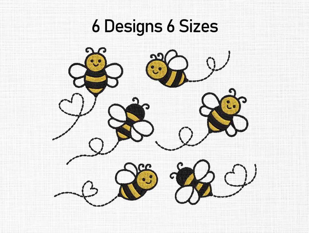Bees Embroidery Design Cute Bees Embroidery Design Flying Bee ...