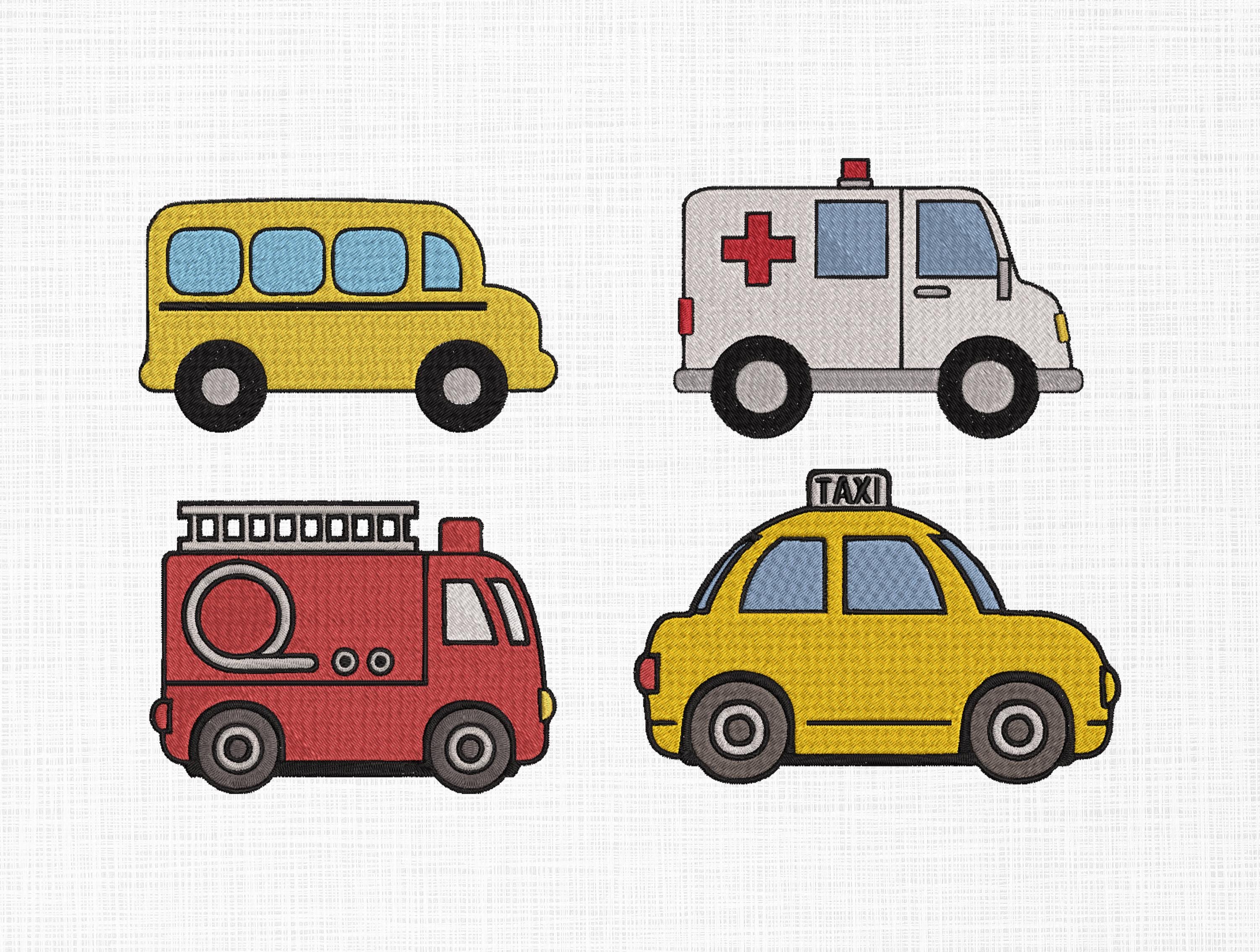 Mini Vehicles Embroidery Design, Mini Cars Set Embroidery Design ...