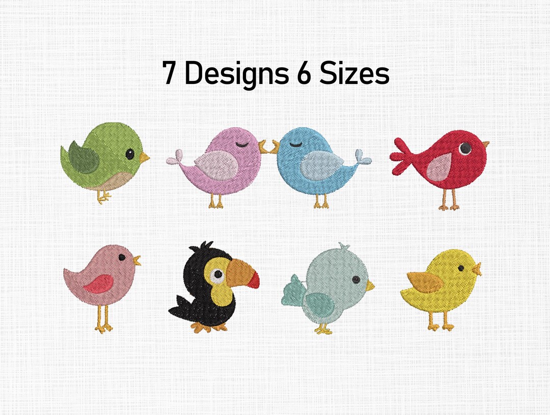 Mini Birds Bundle Embroidery Design, Cute Birds Embroidery Design ...