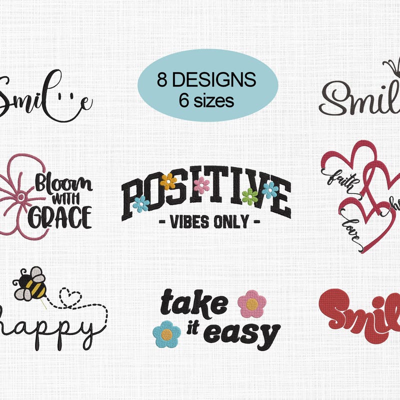 Happiness Embroidery Design - Etsy